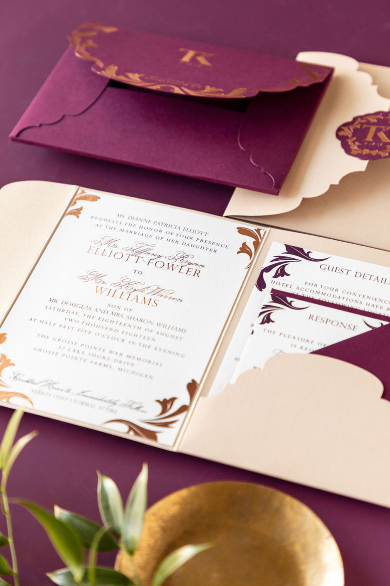 Tiffany + Kyle's Burgundy Wedding Invitations - Lepenn Designs